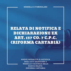 Relata di notifica (Riforma Cartabia): modello fac simile