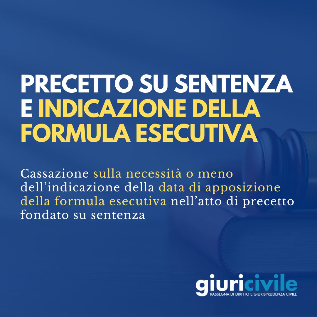 Precetto su sentenza e formula esecutiva
